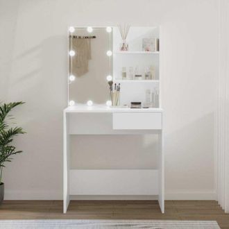 vidaXL Schminktisch mit led Wei&szlig; 74,5x40x141 cm - Vidaxl