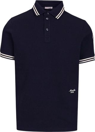 Moncler Logo Baumwoll-Piqu&eacute;-Polohemd - - Tops - Herren - Blau - L