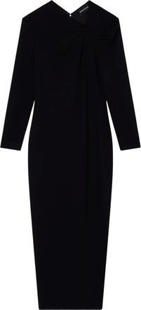 Emporio Armani Femme, Robes, Noir, Taille: 40 FR Robe Longue avec D&eacute;tails Fronc&eacute;s en Maille Milano Stretch