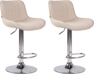 Clp 2er Set Barhocker Lentini Stoff I Thekenhocker Höhenverstellbar I Barstühle Mit Fußstütze I 360° Drehbar I Tresenstühle Mit Trompetenfuß, Farbe:Creme,