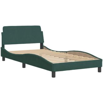 vidaXL Bettgestell Dover Dunkelgr&uuml;n 100x200 cm Samt Vidaxl