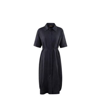 Moorer Femme, Robes, Bleu, Taille: 40 FR Robe Chemise en Lin
