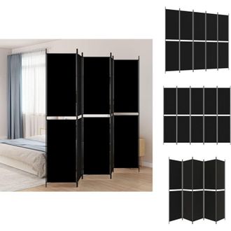 vidaXL Raumteiler - Living 5-tlg. Paravent Schwarz 250x220 cm Stoff