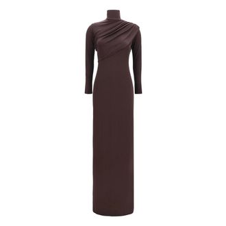Courr&egrave;ges Robe en jersey &agrave; col haut torsad&eacute; - Femme - Robes - Brun - Taille: 36 FR