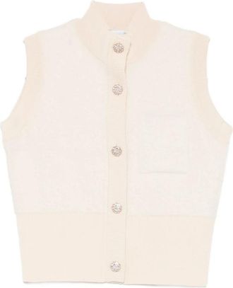 Blugirl Femme, Vestes, Beige, Taille: 40 FR Gilet Haut Col Boutonn&eacute; Sans Manches