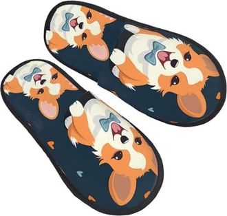 Generic Pantoufles Hommes Coeur de chien corgi de dessin anim&eacute; Confortable Chaussons dint&eacute;rieur L&eacute;g&egrave;re Antid&eacute;rapant Accueil Slippers Hiver Int&eacute;rieur M