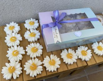 Generico 12 Soja-Teelichter in Gänseblümchen-Form mit blumigem Duft in Geschenkbox