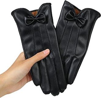 Generic Gants tendance 2024 décontractés Fashon Mode Dentelle Papillon Broderie Gants doublés en polaire Gants de conduite en cuir pour femme Moufles pour fem