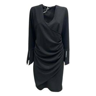 Ana Alcazar Schwarzes V-Ausschnitt Kleid mit Drapierung - - Dresses - Damen - Schwarzk - M