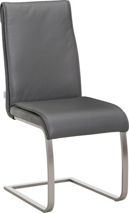 Livetastic Schwingstuhl Echtleder, Dunkelgrau, Metall, Leder, Echtleder, B&uuml;ffelleder, F&uuml;llung: Polyetherschaumkern, eckig, 46x99x62 cm, Esszimmer, St&uuml;hle, Esszim