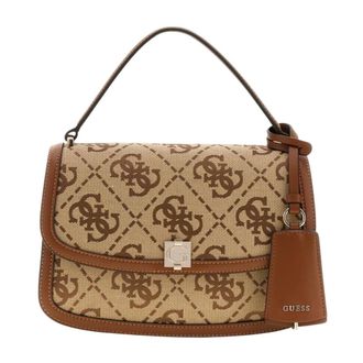 Guess Audrey Monogramme Flap Bag - - Bags - Damen - Beige - ONE SIZE