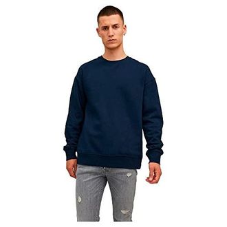 Jack & Jones Sweat-shirt &agrave; col rond pour homme - Grande taille - Couleur unie - Avec col rond, Blazer bleu marine., XXL