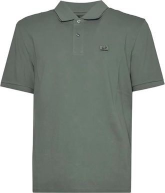 C.P. Company C.p. Company, Homme, Tops, Vert, Taille: 2XL Polo Stretch Piquet Logo Laurel Wreath