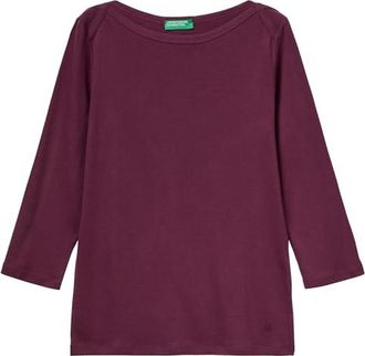 Benetton Maglia M/L 3ga2e16a1 T-Shirt, Aubergine, Large Femmes