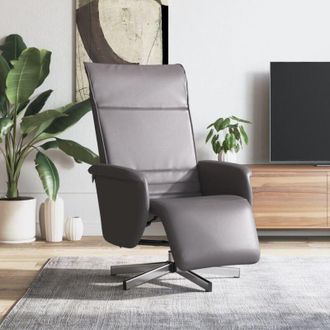 vidaXL Relaxsessel mit Fu&szlig;teil Grau Kunstleder Vidaxl