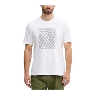 Calvin Klein Jeans Homme, Tops, Blanc, Taille: S T-shirt Blanc à Imprimé Manches Courtes