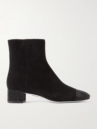 Rene Caovilla Bonnie Ankle Boots Aus Veloursleder Mit Verzierungen - Schwarz
