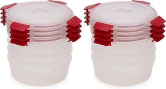 Joseph Joseph Nest Lock, 4 St&uuml;ck Rund Kunststoff K&uuml;che Lebensmittel Lagerung aufbewahrungsbox mit Deckel, auslaufsicher, luftdicht, platzsparend, BPA frei, 1L (Pack