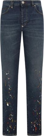 Philipp Plein Homme, Jeans, Bleu, Taille: W30 Super Straight Cut Jeans Paint