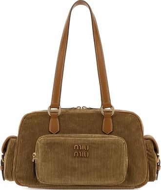 Miu Miu Pocket corduroy tote bag - Braun