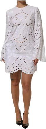 Dolce & Gabbana Mini-robe fourreau &eacute;vas&eacute;e &agrave; d&eacute;coupes - Femme - Robes - Blanc - Taille: 38 FR