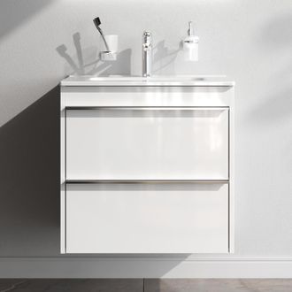 AM.PM Waschbeckenunterschrank H&auml;ngend mit Waschbecken, Badm&ouml;bel Set f&uuml;r Badezimmer & G&auml;ste-WC, Waschtischunterschrank mit 2 Schubladen, Hit (60/58 cm)