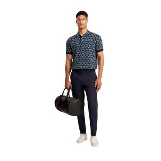 Ted Baker Poloshirt f&uuml;r Herren, Jacquard, kurz&auml;rmlig (Marine)