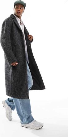 Asos Manteau en imitation laine brossée - Gris