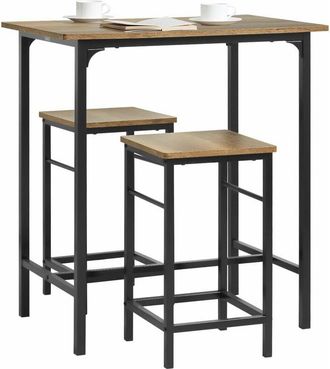 SoBuy OGT10-PF Bartisch Set 3-teilig Bistrotisch mit 2 Stühlen Esstisch Sitzgruppe Vintage - Sobuy
