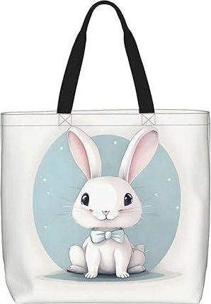 Generic Imprim&eacute; Mignon Lapin Blanc Sac Fourre-Tout Grand Sacs Pliable Sac &Agrave; Bandouli&egrave;re Pour Plage Quotidienne Voyage