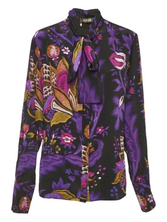 Roberto Cavalli blouse &agrave; fleurs imprim&eacute;es - Violet