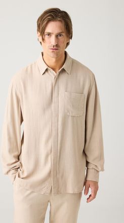 Knowledge Cotton Apparel Herren vegan Hemd Leinen Mix Light Feather Gray