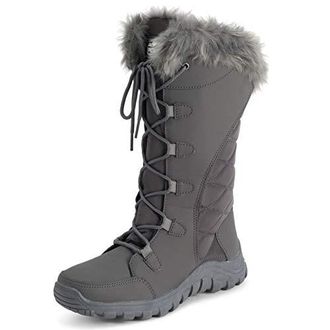 Polar Femmes Matelass&eacute;e Fausse Fourrure Lhiver Canard Semelle En Caoutchouc Durable Neige Pluie Ext&eacute;rieure Bottes - Gris Nylon Grand - UK6/EU39 - YC0658