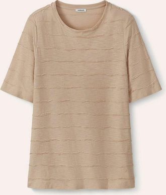 Walbusch T-Shirt Damen Baumwollshirt Streifenstruktur Rundhals pflegeleicht Atmungsaktiv, Regular-Fit, L&auml;nge ca. 64 cm, maschinenwaschbar