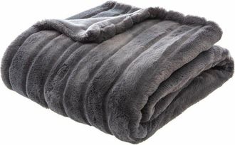 Atmosphera Atmosphera - Plaid Manoir Kunstpelz - dunkelgrau 180 × 230 cm créateur dintérieur