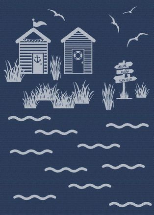 ROSS Baumwolle Geschirrtuch Wegweiser Martitim Blau 50 x 70 cm