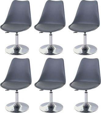 Mendler 6er-Set Esszimmerstuhl Malmö T501, Stuhl Küchenstuhl, höhenverstellbar drehbar, Kunstleder - dunkelgrau, Chromfuß