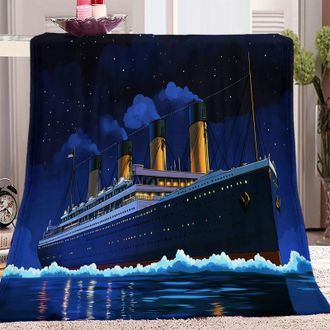 Generic Kuscheldecke Cartoon Schiff Bei Nacht Bunt, Weich Flauschig Decke F&uuml;r Sofadecke Tagesdecke, Warme Flanelldecke F&uuml;r M&auml;dchen Jungen Kinder Erwachsene 22