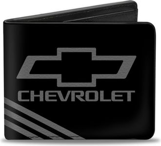 Buckle Down Herren Geldb&ouml;rse Chevrolet Bowtie 3-Streifen Schwarz/Anthrazit Reisezubeh&ouml;r-Bi-Fold-Brieftasche, Multi, Einheitsgr&ouml;&szlig;e