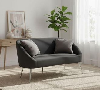 Dmora 2-Sitzer Sofa Javari 137x69x79 cm Grau inkl. Kissen