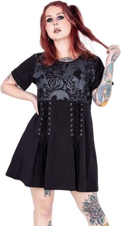 Vixxsin Minikleid Undying Skater Kleid Schn&uuml;rung Gothic Goth