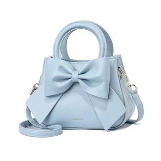Nicole & Doris Umh&auml;ngetasche f&uuml;r Damen Kleine Handtaschen mit Schleife Henkeltasche PU Leder Niedliche Schultertasche M&auml;dchen Crossbody Bag Satchel Tasche Blau