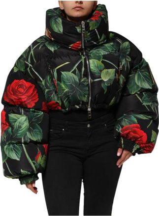 Dolce & Gabbana Femme, Vestes, Multicolore, Taille: 38 FR Doudoune Florale avec Fermeture Éclair Complète
