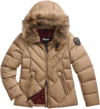 Blauer Alicia Geometric Line Daunenjacke - - Jackets - Damen - Beige - M