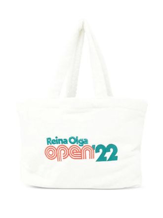 Reina Olga sac de plage à logo brodé - Blanc