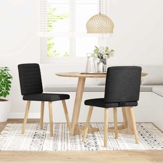 vidaXL Vidaxl - Chaises &agrave; manger lot de 2 noir tissu
