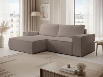 Selsey Ecksofa Beige Sofa Mit Schlaffunktion Linksseitig Inkl. Bettkasten 240 x 167 cm Und Abnehmbare R&uuml;ckenkissen Kleines Couch Sofa Modular Ottomane Kompak
