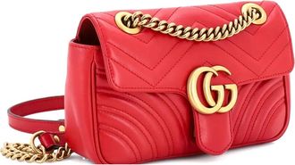 Gucci GG Marmont Flap Bag Matelasse Leather Mini crossbody bag - Rot