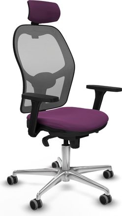 Piqueras y Crespo B&uuml;rostuhl mit 3D-Armen, h&ouml;henverstellbarer Lendenwirbelst&uuml;tze und h&ouml;henverstellbarem Kopfteil, Grau/Violett