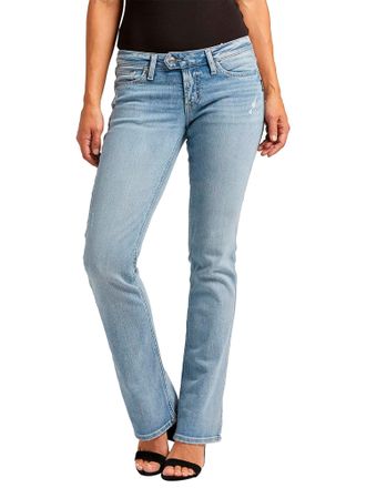 Silver Jeans Co Damen Tuesday Low Rise Slim Bootcut Jeans, Dark Wash Egx357, 34W x 31L